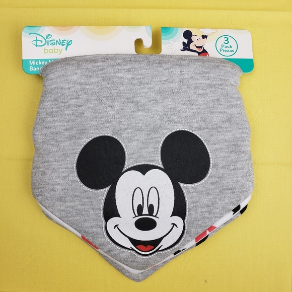 Disney | Accessories | Disneys Mickey Mouse Baby 3pack Bandana Bibs ...